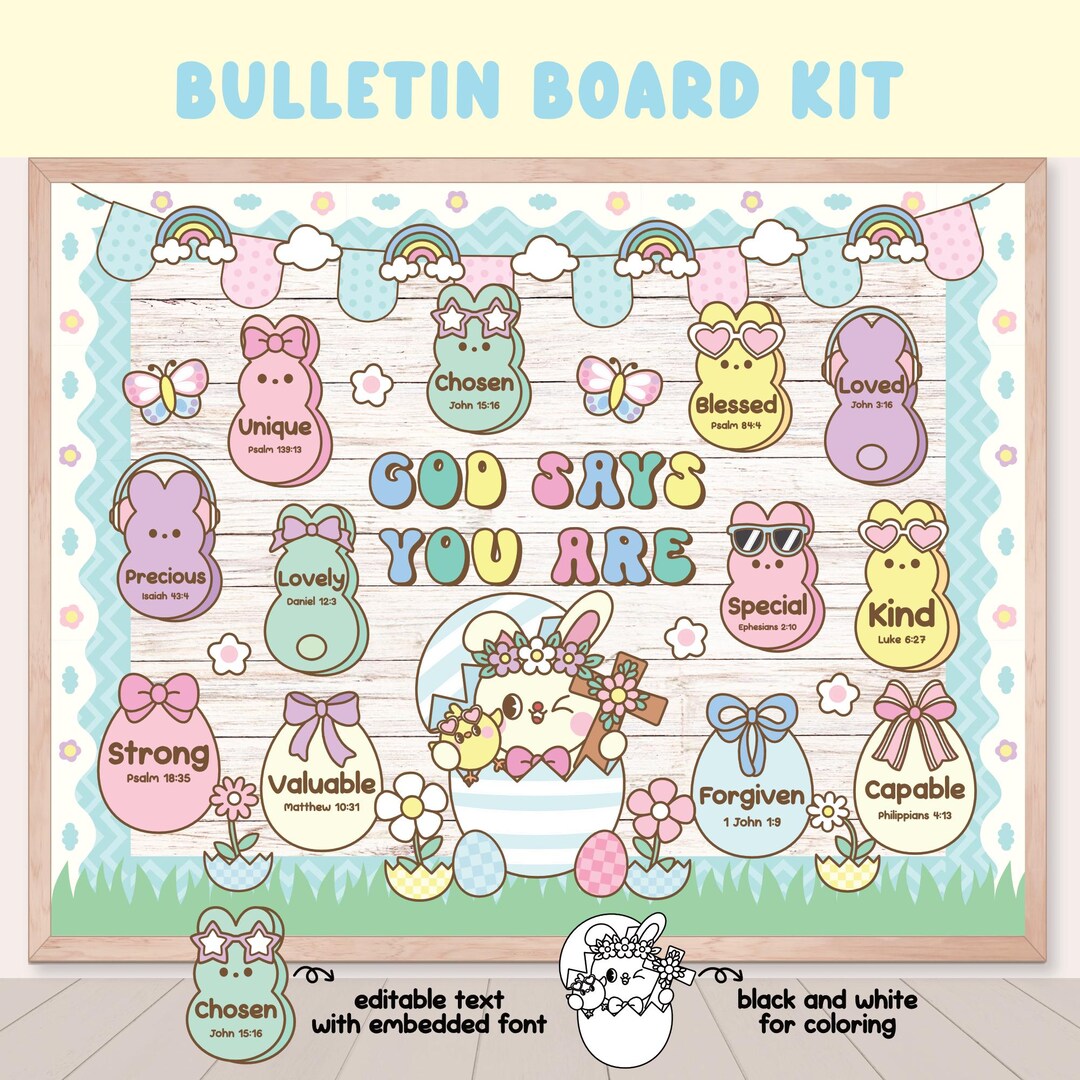Christian Religious Easter Bulletin Board, God Says You Are, Spring ...