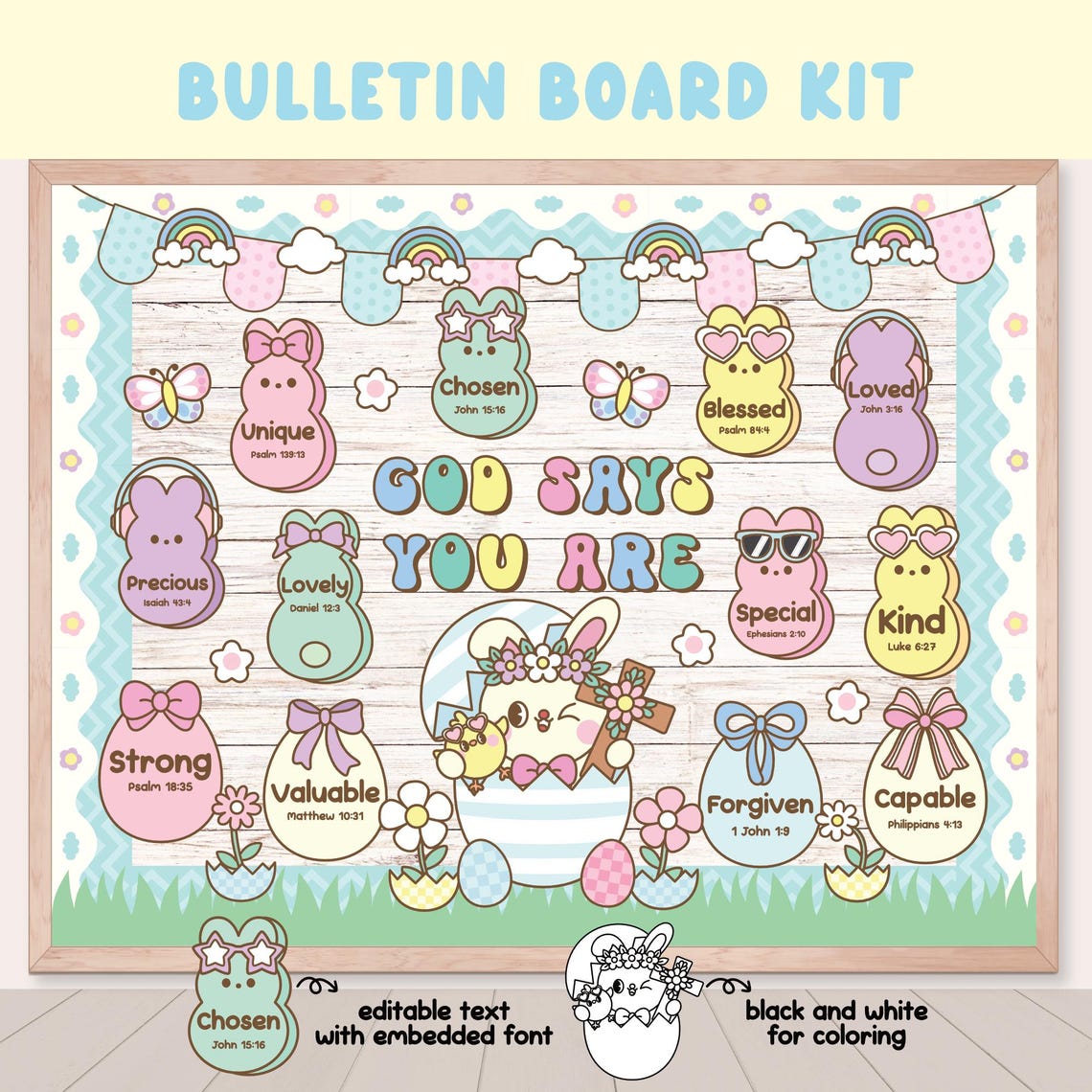 Christian Religious Easter Bulletin Board, God Says You Are, Spring ...