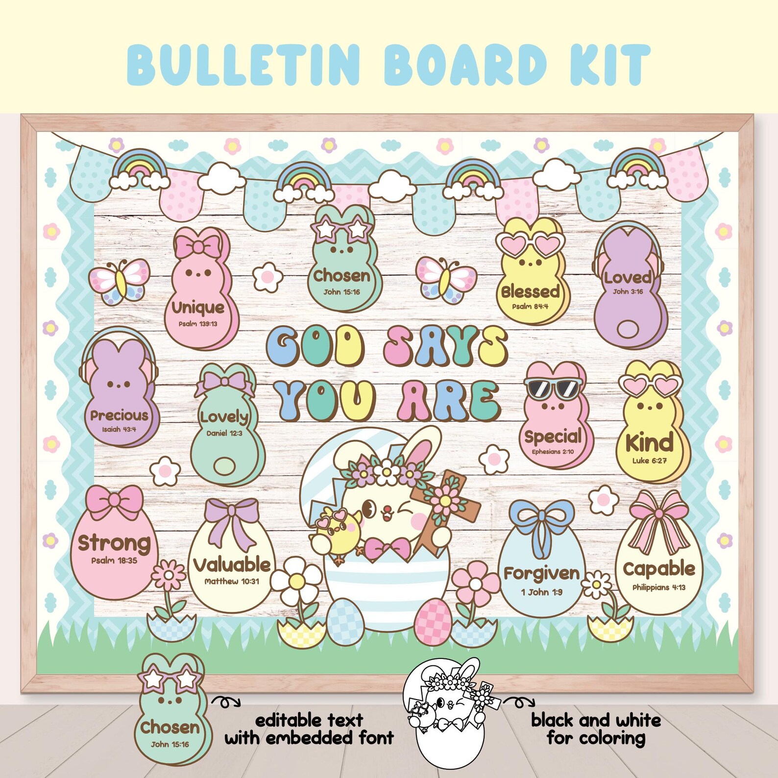 Christian Religious Easter Bulletin Board, God Says You Are, Spring ...