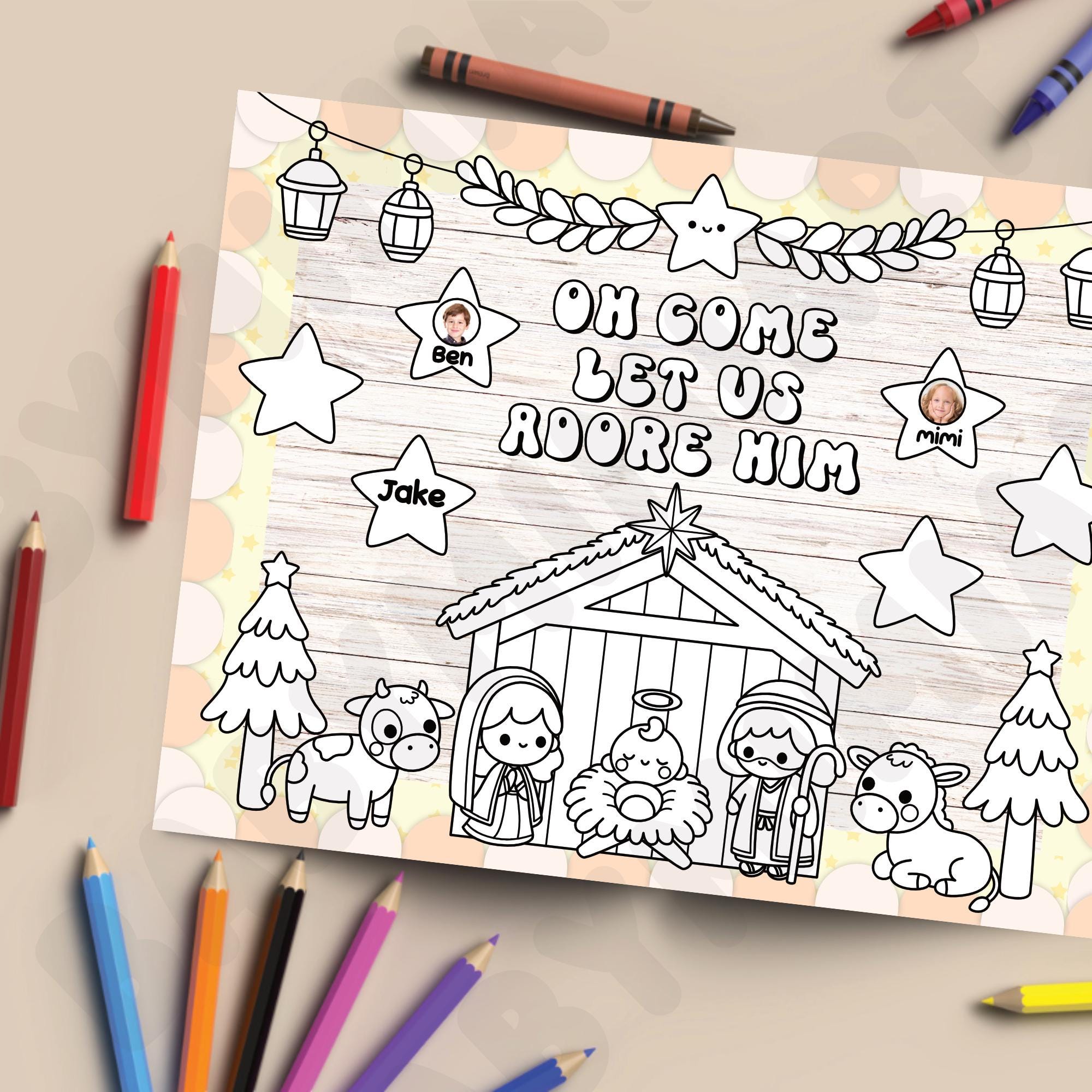 Nativity Bulletin Board, Baby Jesus Scene, Winter Christmas Door Decor ...