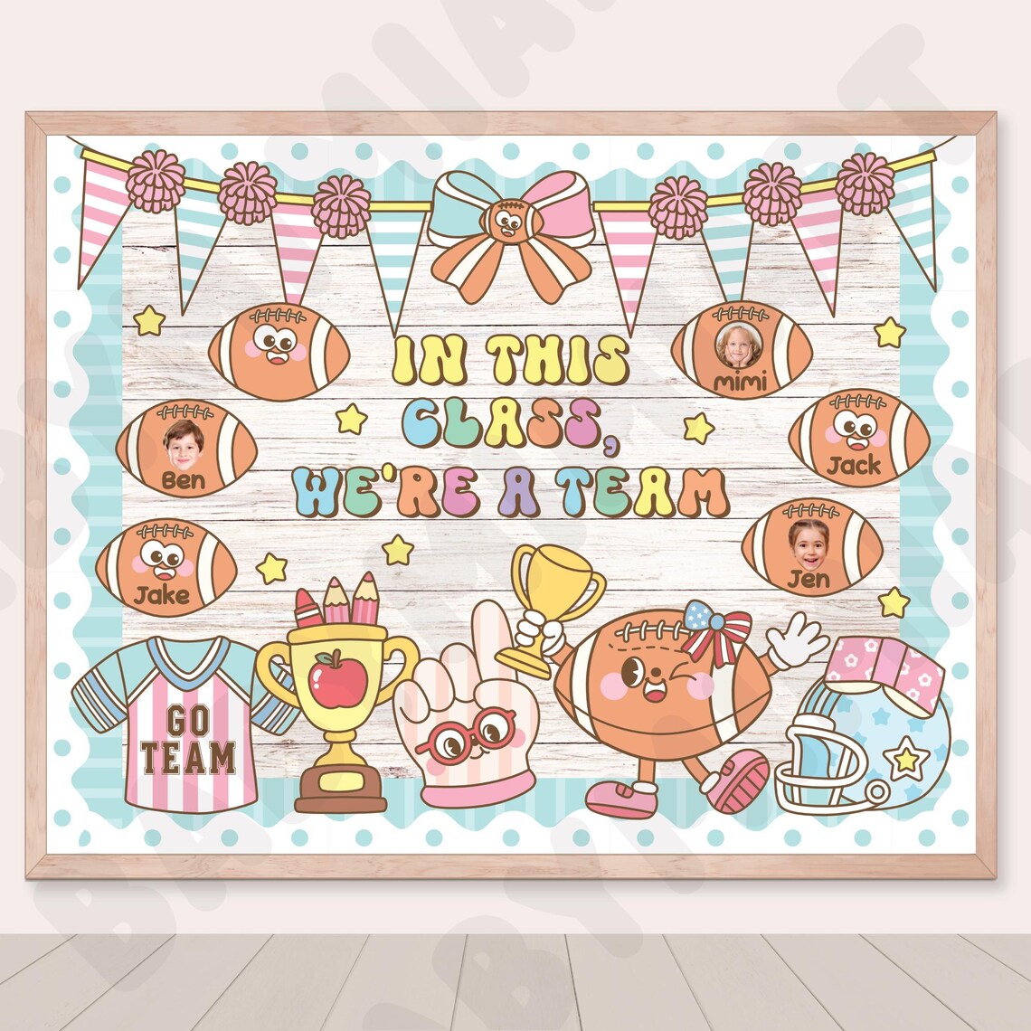 Groovy Retro Football Back to School Bulletin Board, Groovy Varsity ...