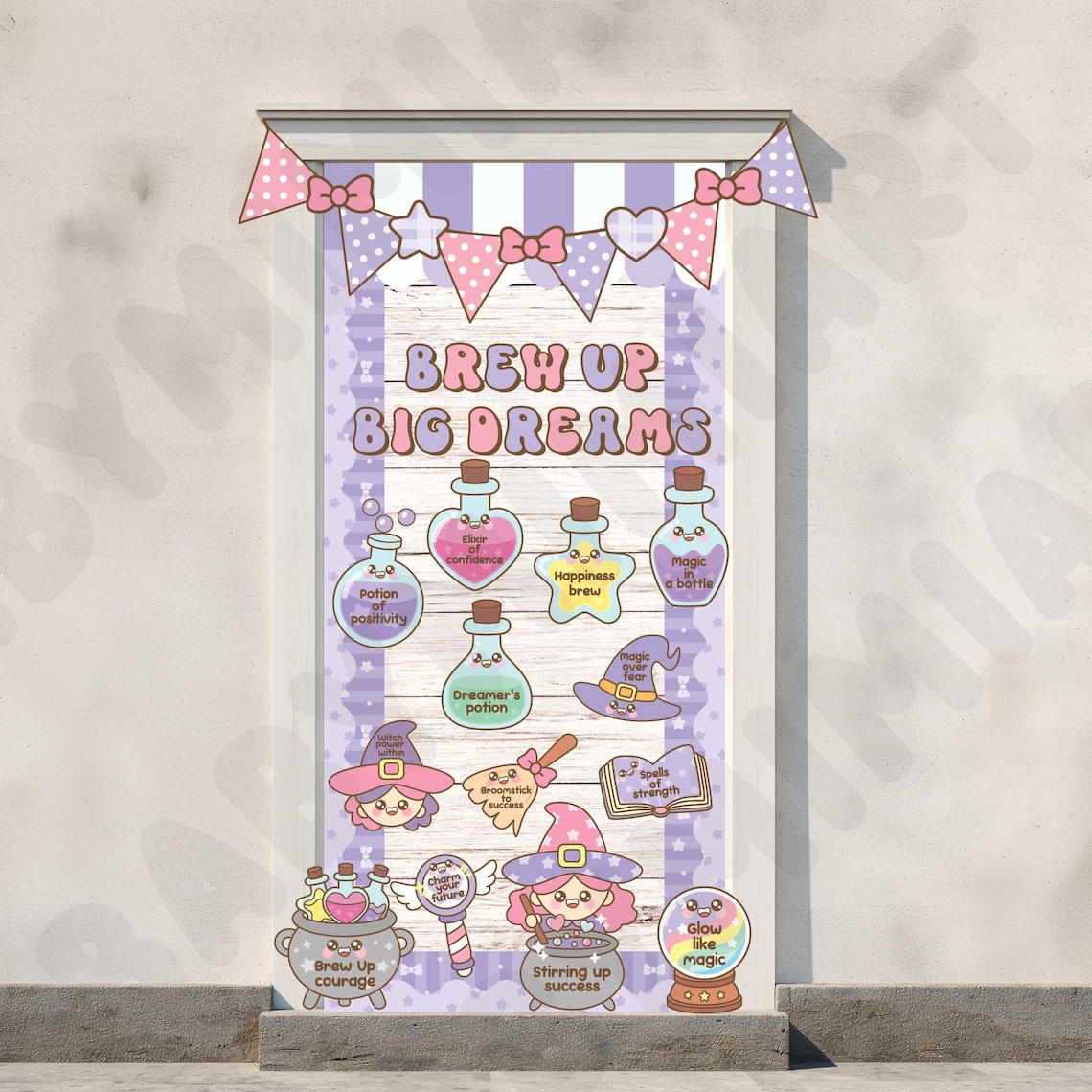 Halloween Bulletin Board Kit: Pastel Witch Potion Decor (editable Text ...