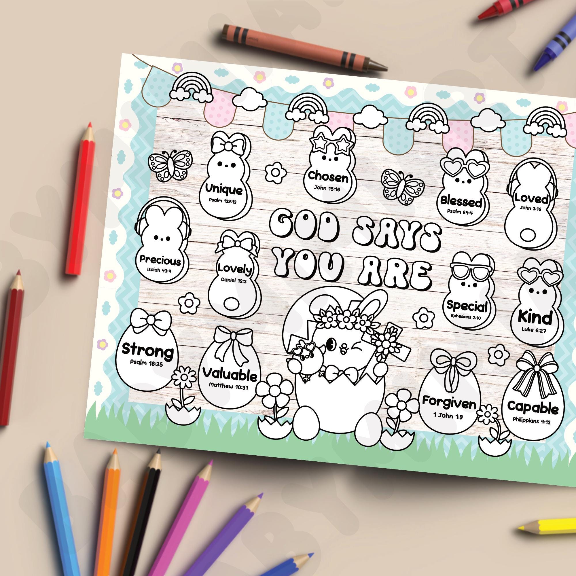 Christian Religious Easter Bulletin Board, God Says You Are, Spring ...