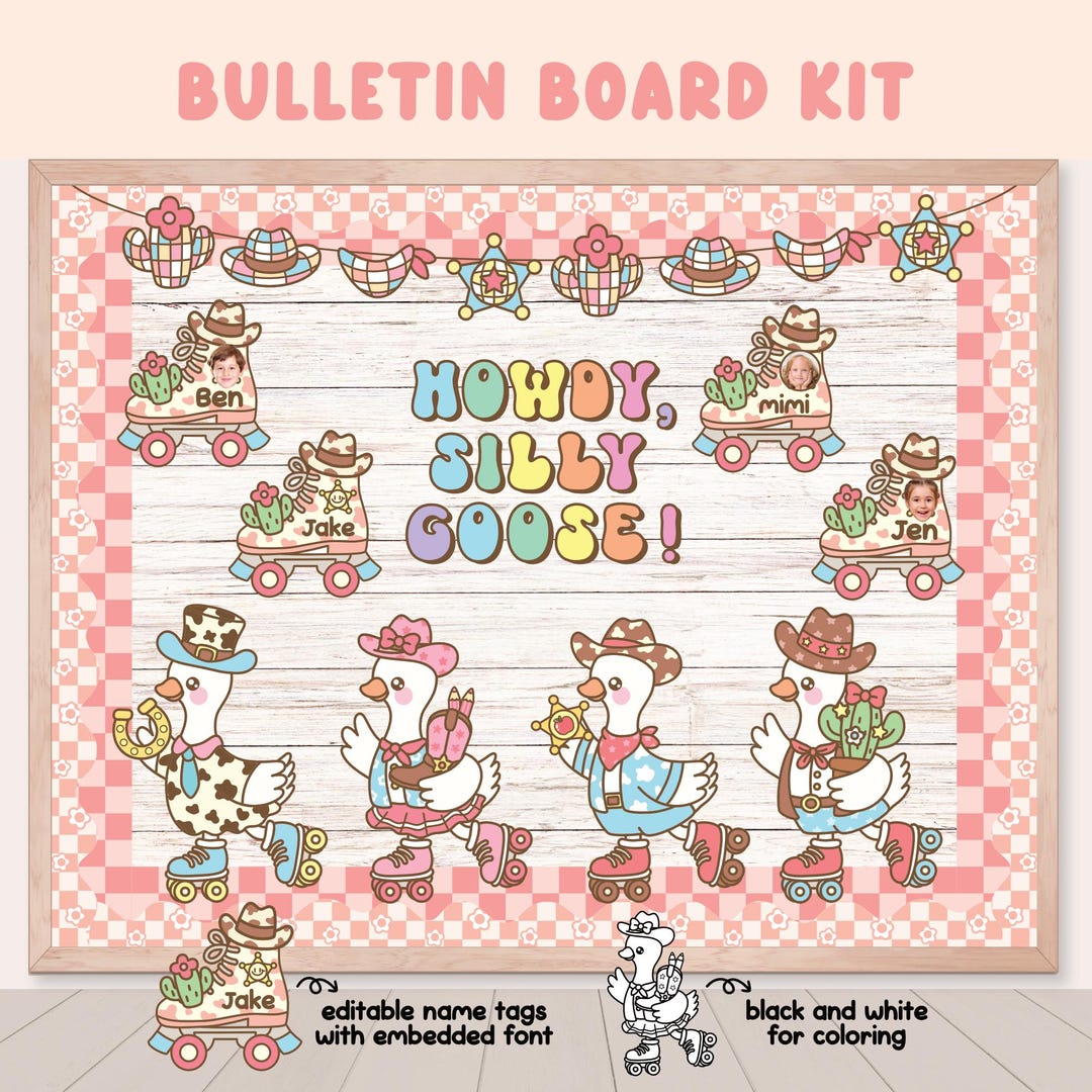 Groovy Western Bulletin Board Kit: Silly Goose Classroom Decor (digital ...