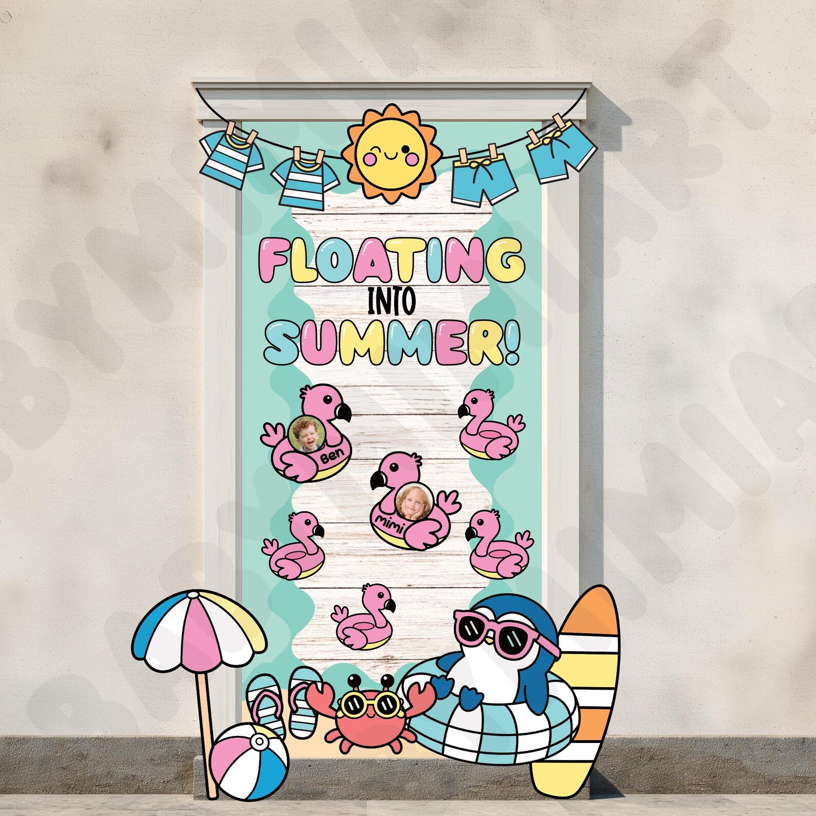 Summer Bulletin Board Kit, Ocean Beach Craft Clipart, Summer Door Decor ...