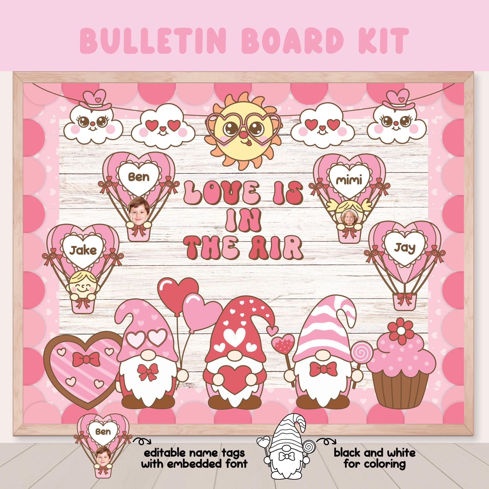 Valentines Day Bulletin Board, Love is in the Air, Valentines Gnome ...