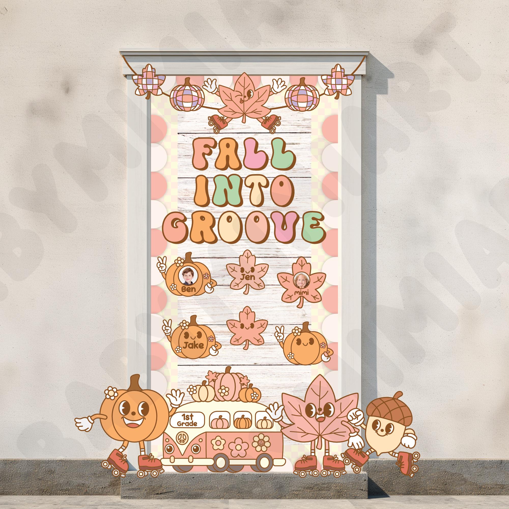 Groovy Retro Fall Autumn Bulletin Board Kit, Retro Pumpkin Clipart ...