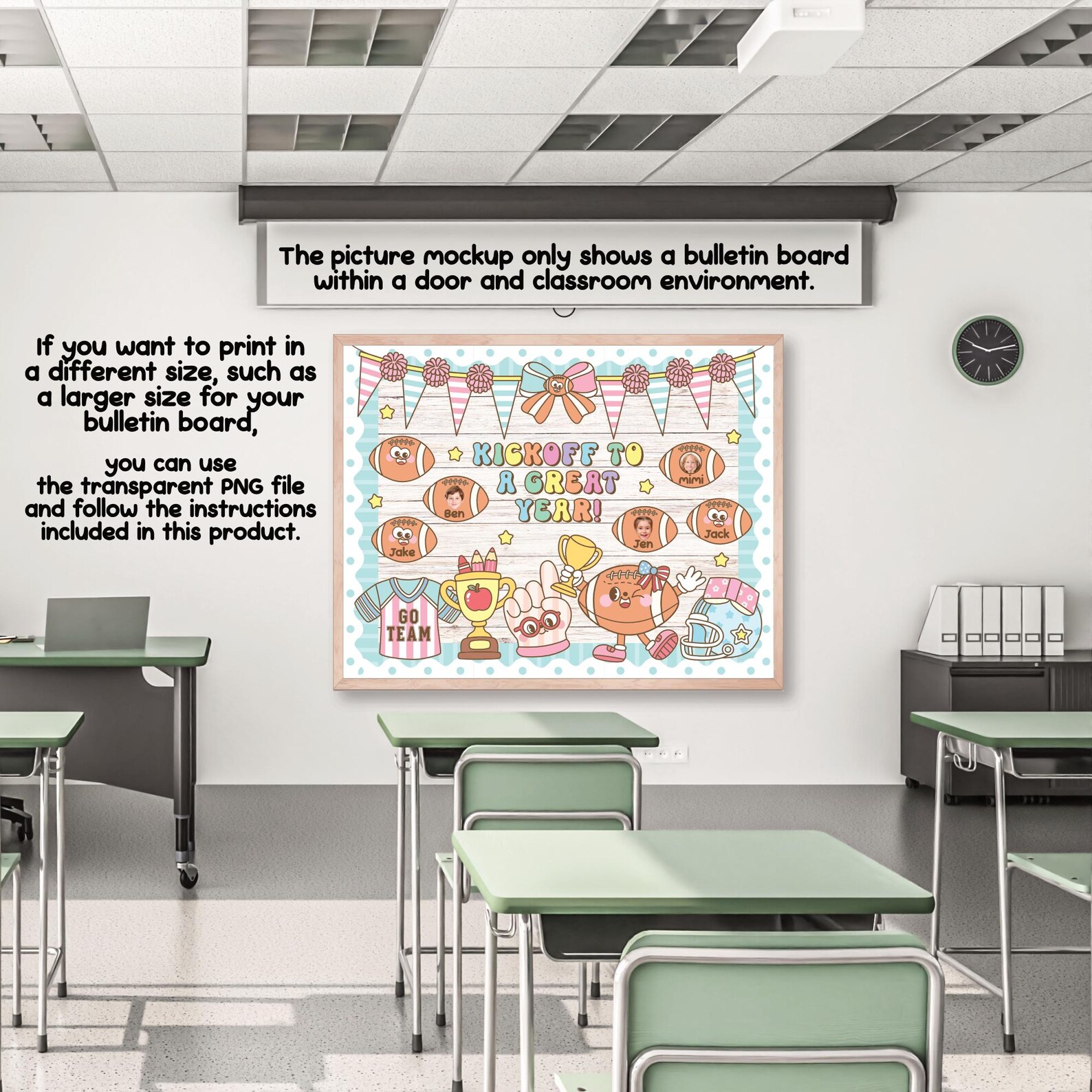 Groovy Retro Football Back to School Bulletin Board, Groovy Varsity ...