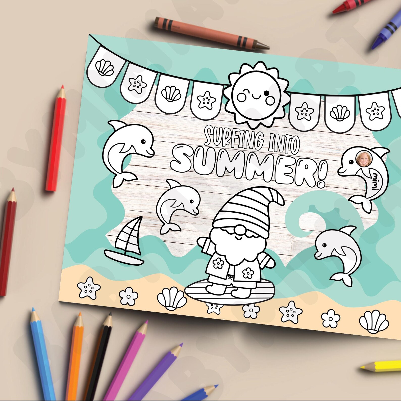 Summer Bulletin Board Kit, Ocean Beach Craft Clipart, Summer Door Decor ...