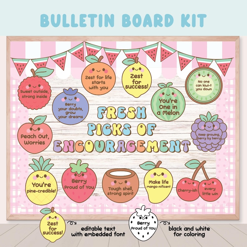 Summer Motivation Bulletin Board, Summer Fruits May June Door Decor ...