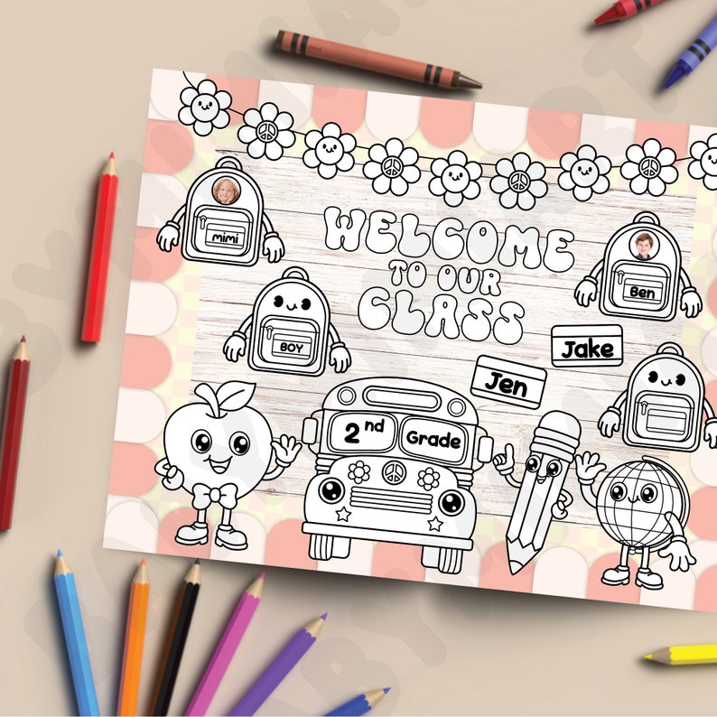 Groovy Retro School Bulletin Board Kit, Back to School Clipart, Groovy ...