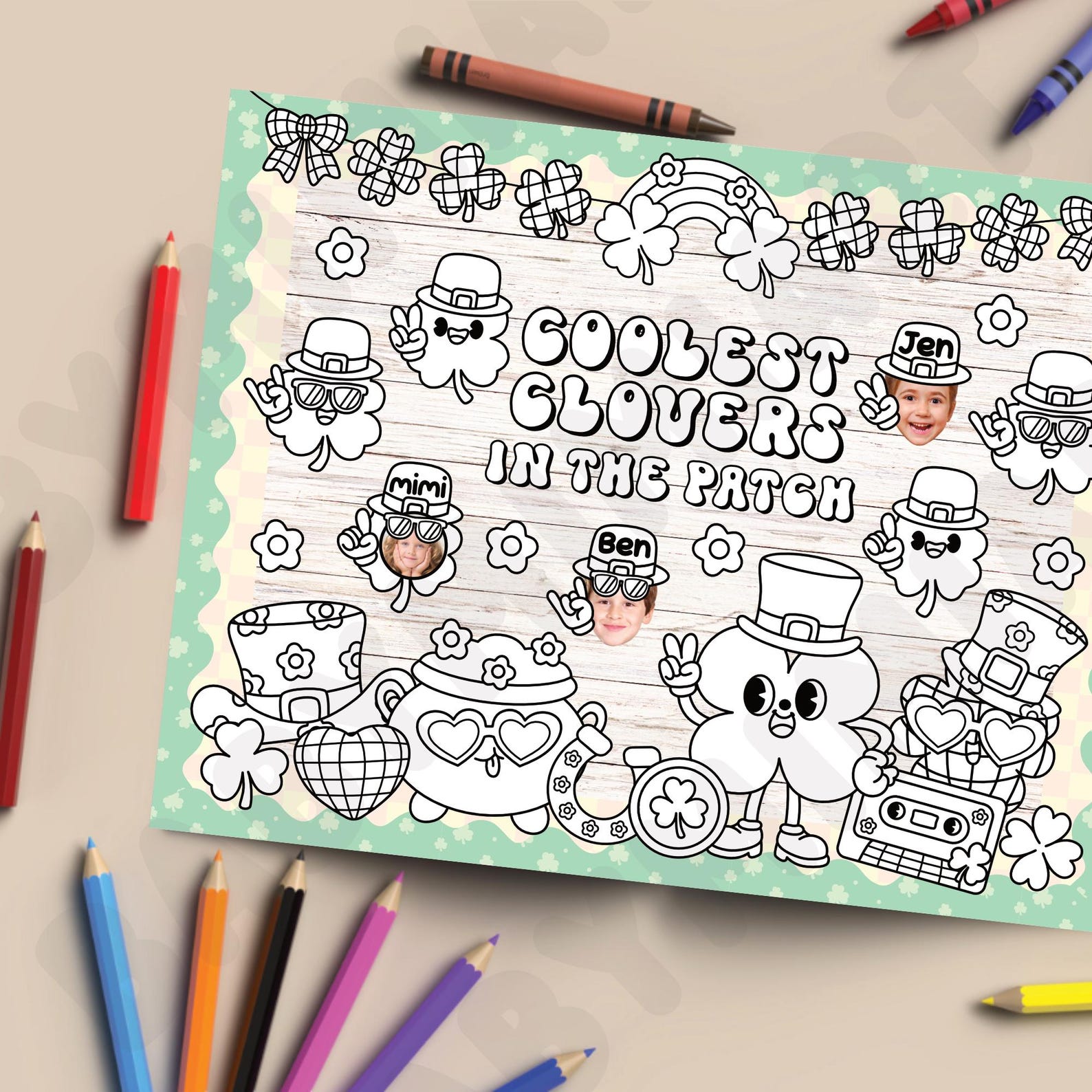 Groovy Retro St Patricks Day Bulletin Board, Retro Shamrock Clovers ...