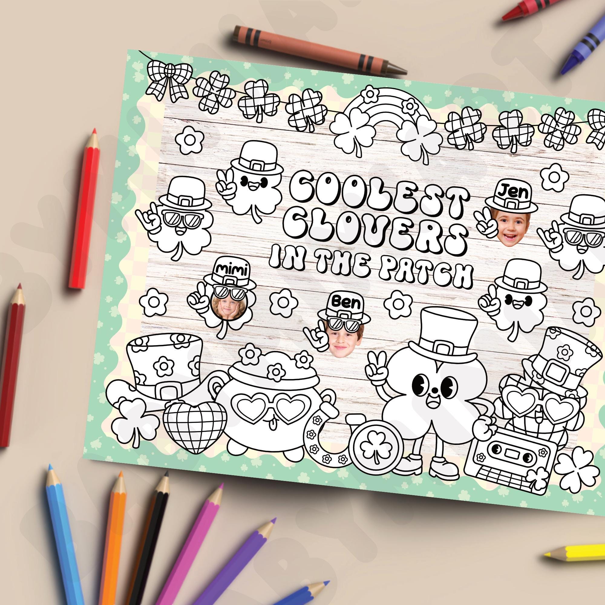 Groovy Retro St Patricks Day Bulletin Board, Retro Shamrock Clovers ...