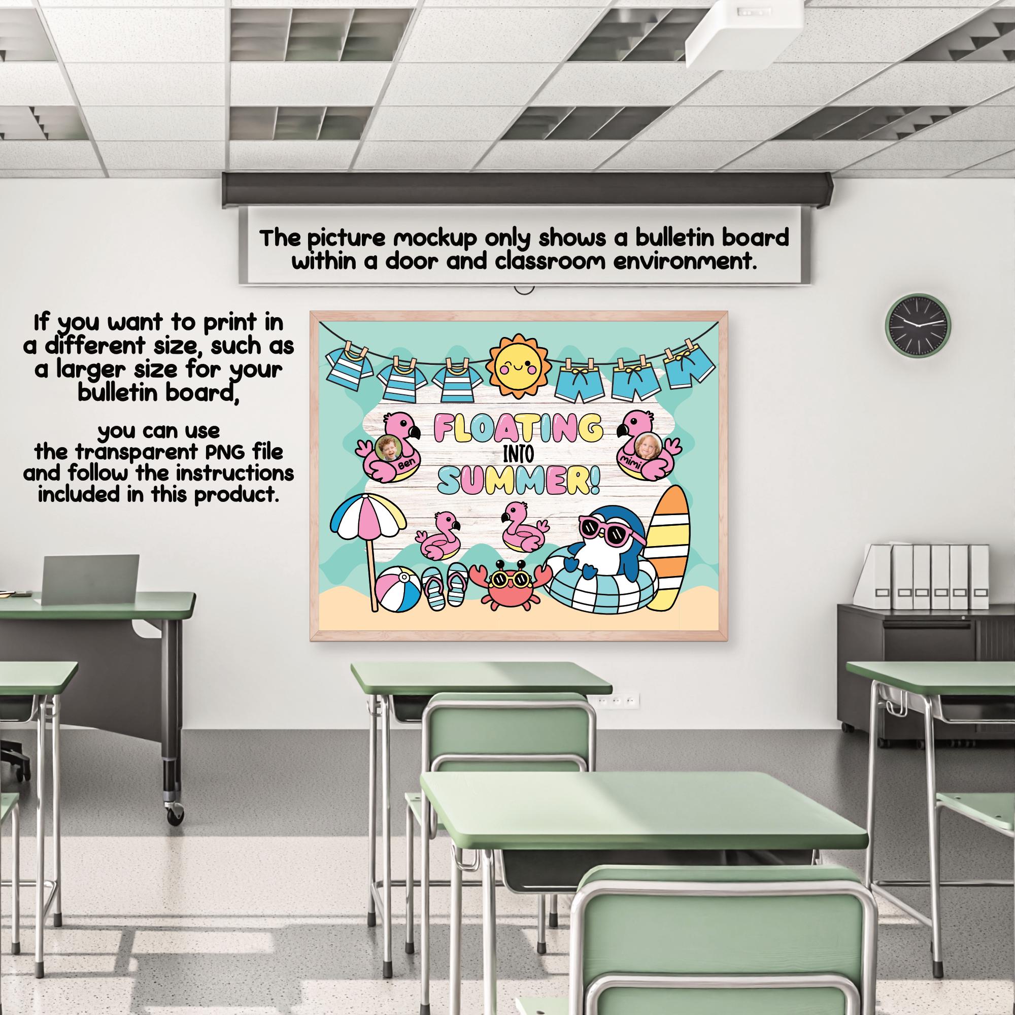 Summer Bulletin Board Kit, Ocean Beach Craft Clipart, Summer Door Decor ...