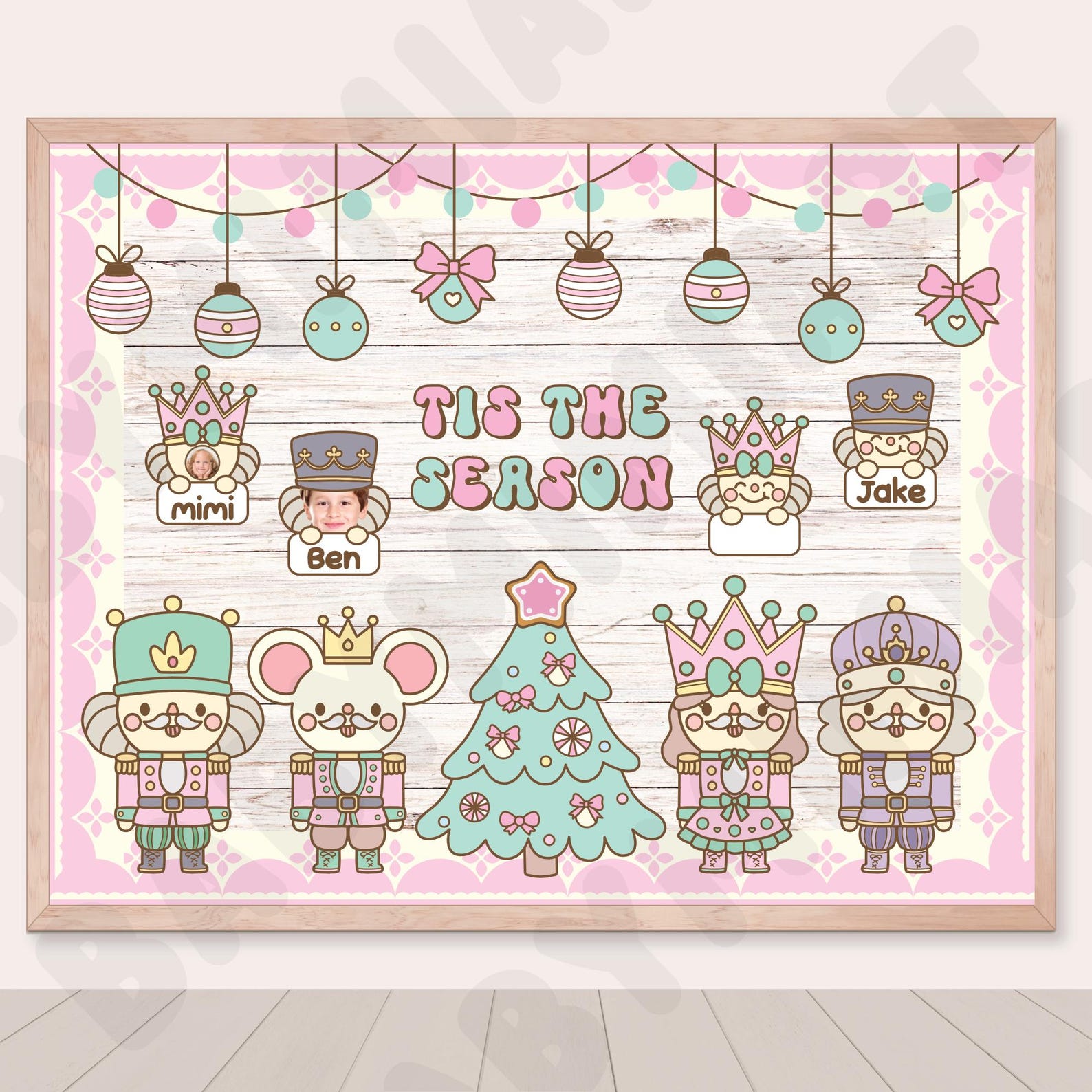 Nutcracker Bulletin Board Kit, Merry and Bright, Pink Mint Christmas ...