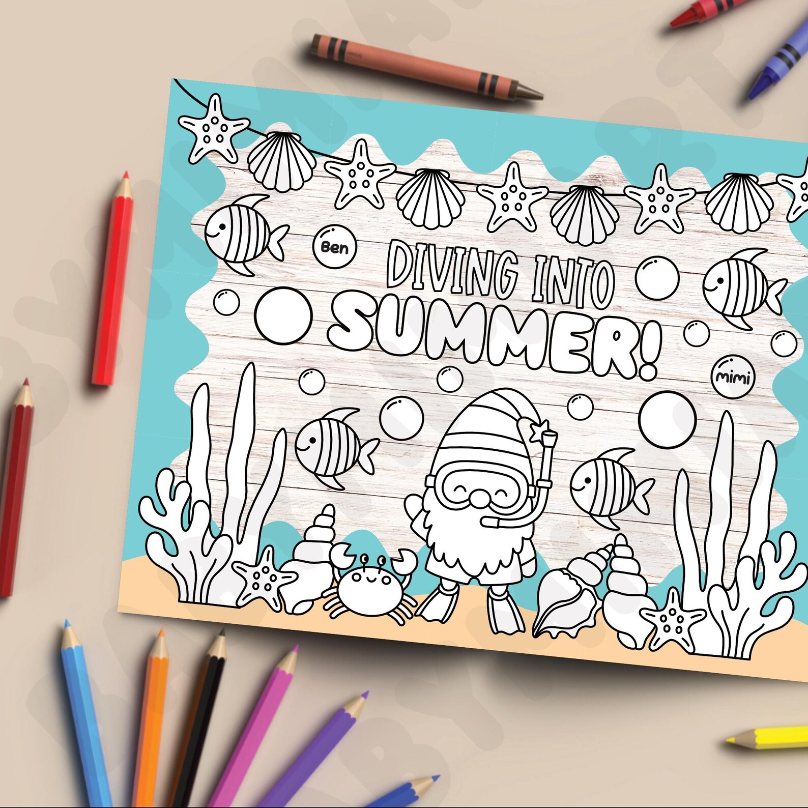 Summer Bulletin Board Kit, Ocean Craft Clipart, Summer Door Decoration ...
