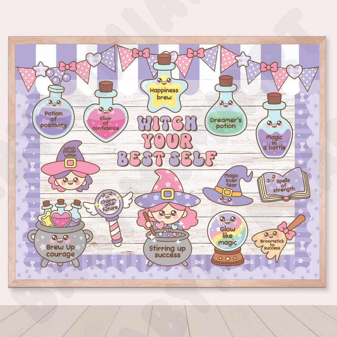 Halloween Bulletin Board Kit: Pastel Witch Potion Decor (editable Text ...