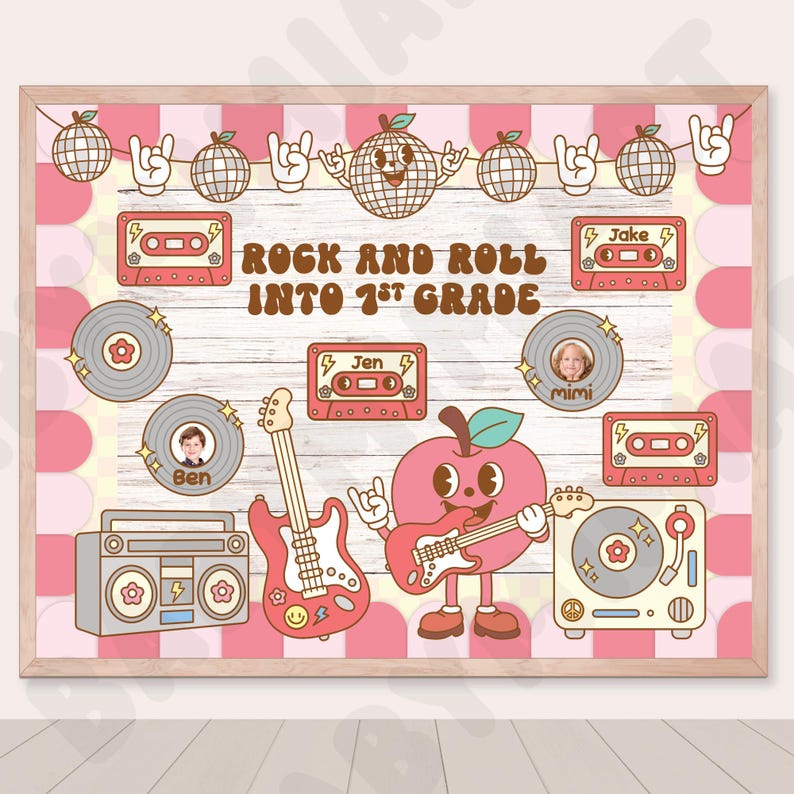 Groovy Retro School Bulletin Board Kit, Rock and Roll Clipart, Groovy ...