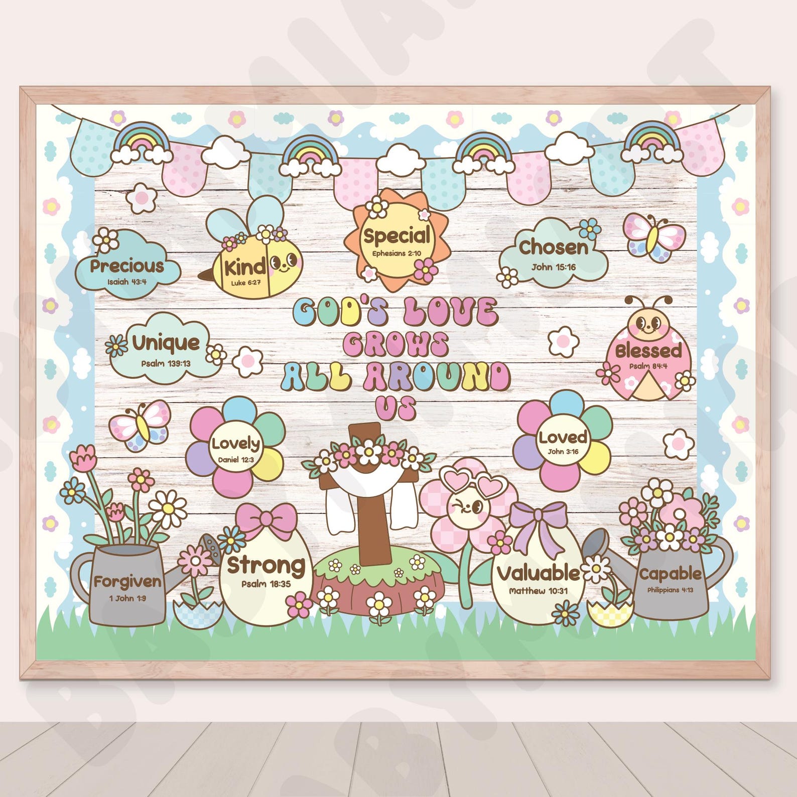 Christian Spring Flower Bulletin Board, God Says You Are, Spring April ...