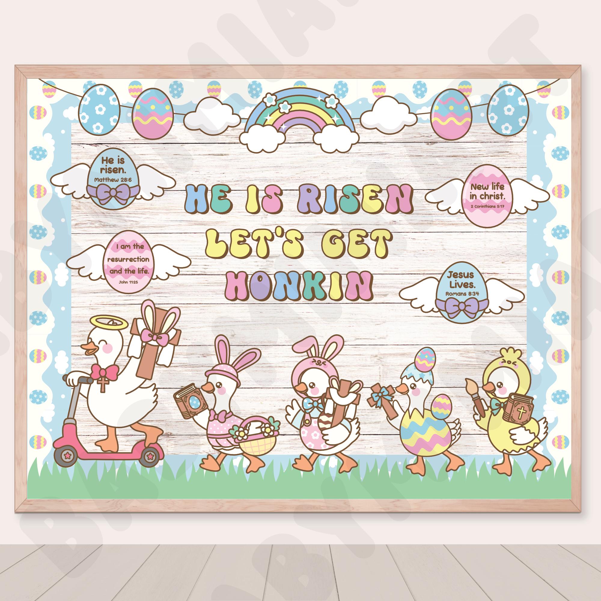 Christian Easter Silly Goose Bulletin Board, April Door Decor (editable ...
