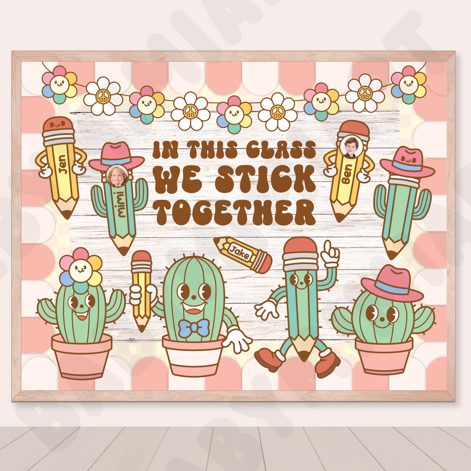 Groovy Retro School Bulletin Board Kit, Back to School Clipart, Groovy ...