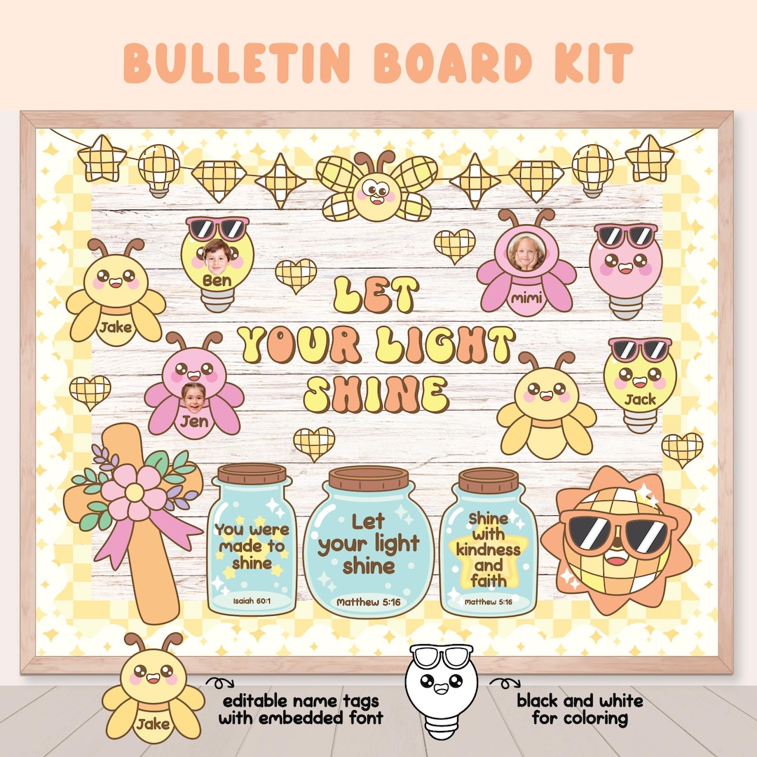 Let Your Light Shine Bulletin Board, Disco Ball Light Bulb Shine Bright ...