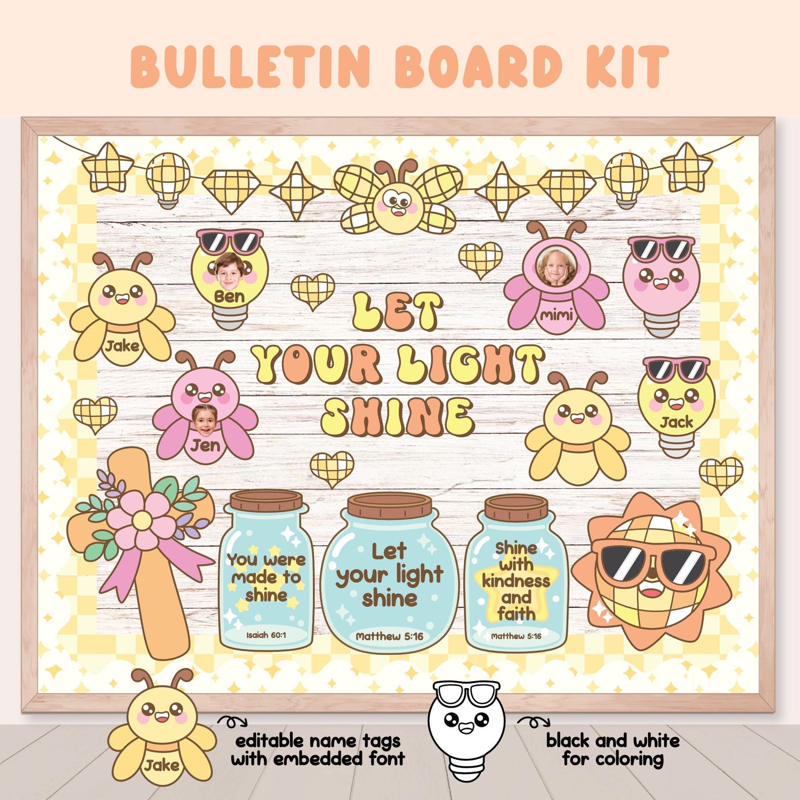 Let Your Light Shine Bulletin Board, Disco Ball Light Bulb Shine Bright ...