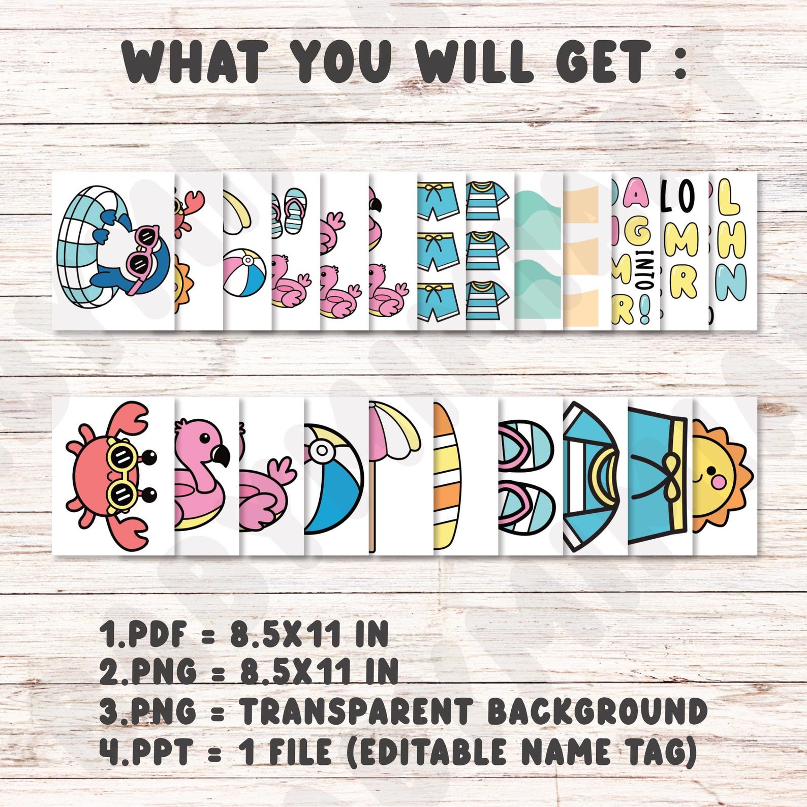 Summer Bulletin Board Kit, Ocean Beach Craft Clipart, Summer Door Decor ...