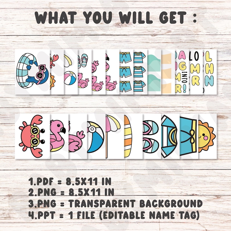 Summer Bulletin Board Kit, Ocean Beach Craft Clipart, Summer Door Decor ...