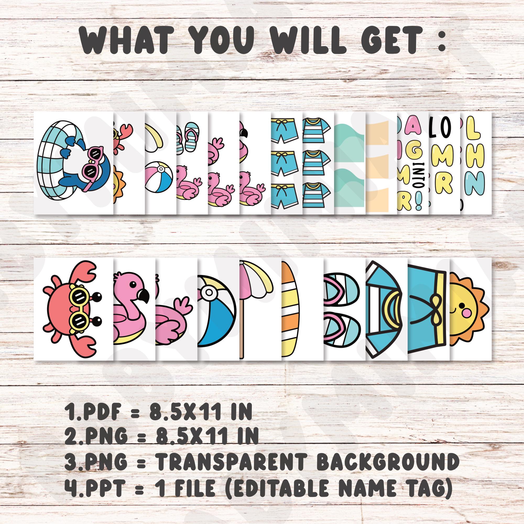 Summer Bulletin Board Kit, Ocean Beach Craft Clipart, Summer Door Decor ...