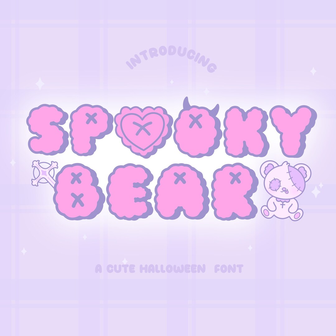 Spooky Bear Font, Pastel Goth Font, Creepy Cute Font, Kawaii Halloween ...