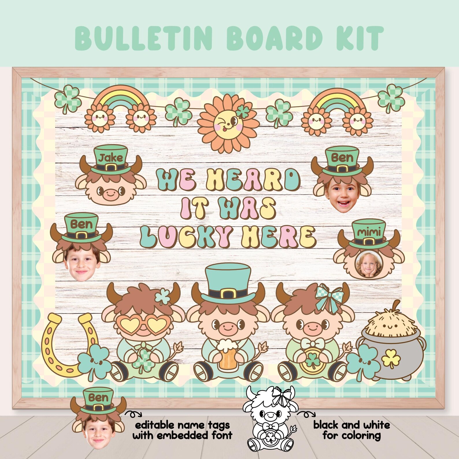 Groovy Retro St Patricks Day Bulletin Board, We Heard It Was Lucky Here ...