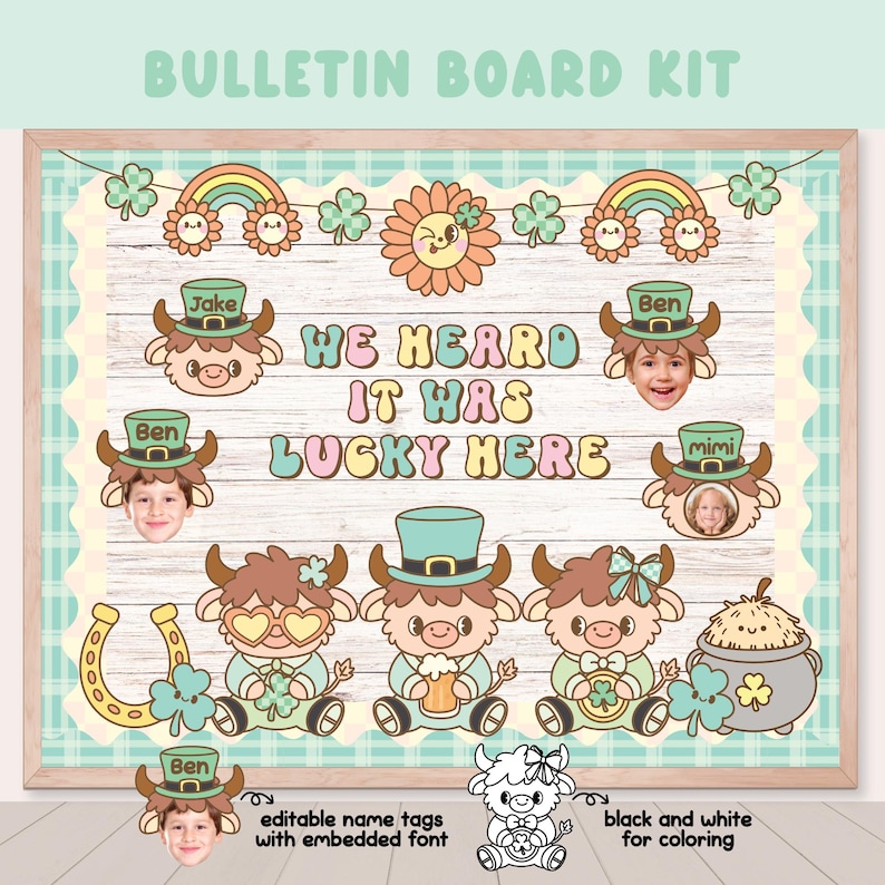 Groovy Retro St Patricks Day Bulletin Board, We Heard It Was Lucky Here ...