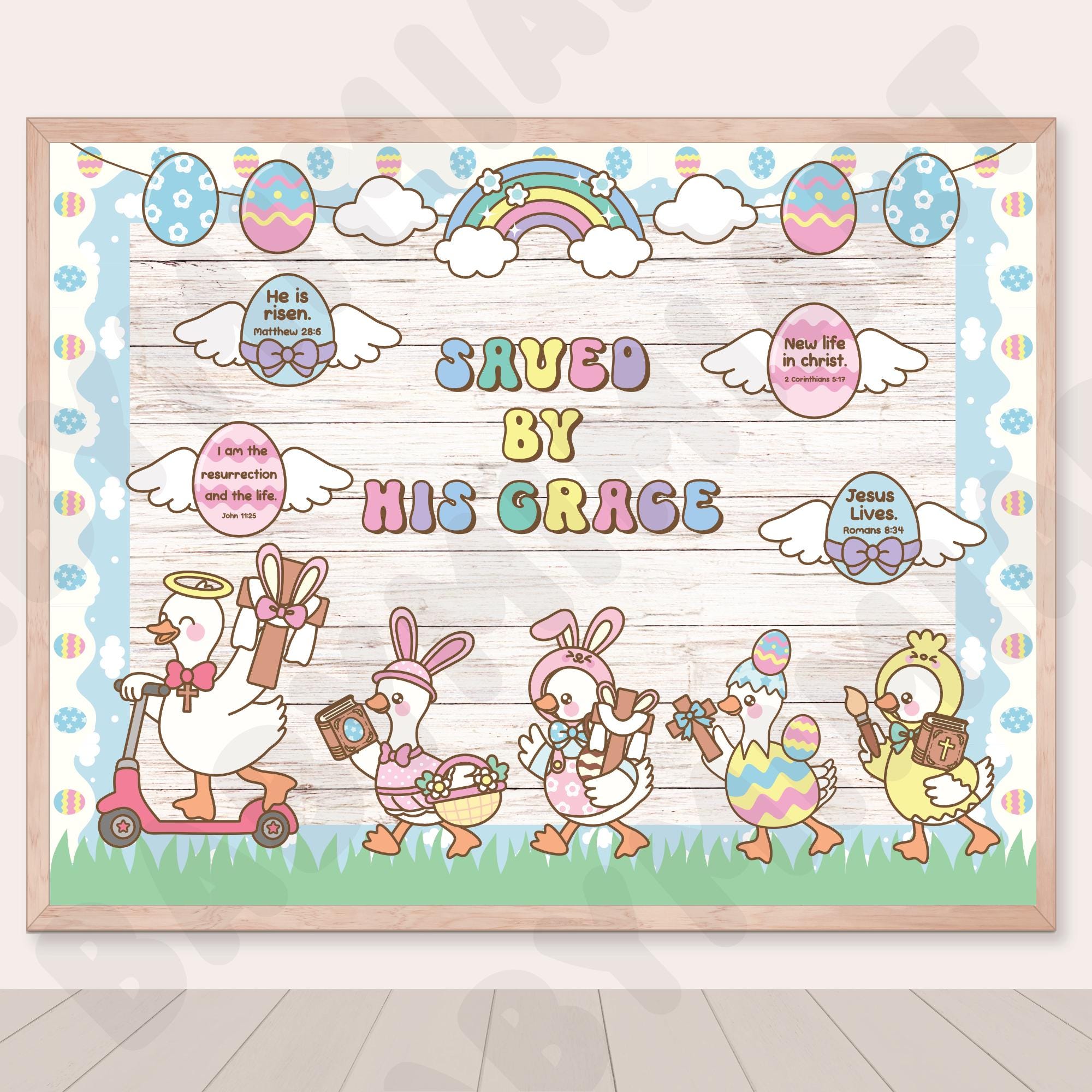 Christian Easter Silly Goose Bulletin Board, April Door Decor (editable ...