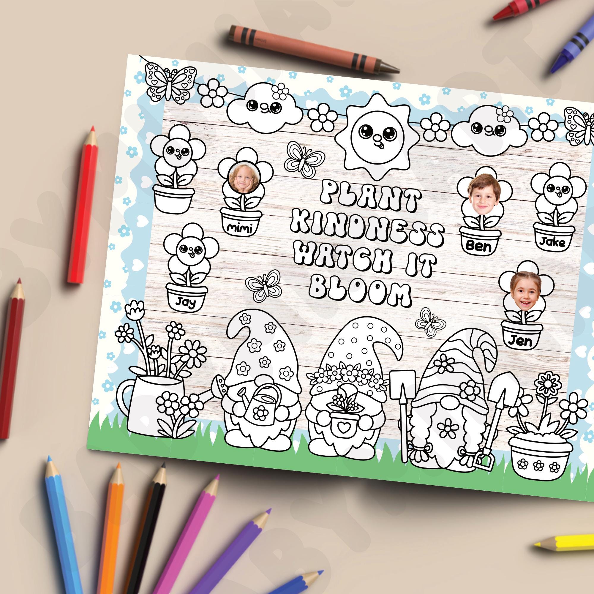 Spring Gnome Kindness Bulletin Board, Plant Kindness and Watch It Bloom ...