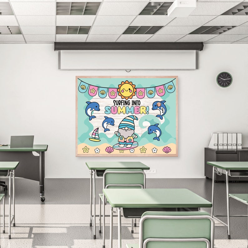 Summer Bulletin Board Kit, Ocean Beach Craft Clipart, Summer Door Decor ...