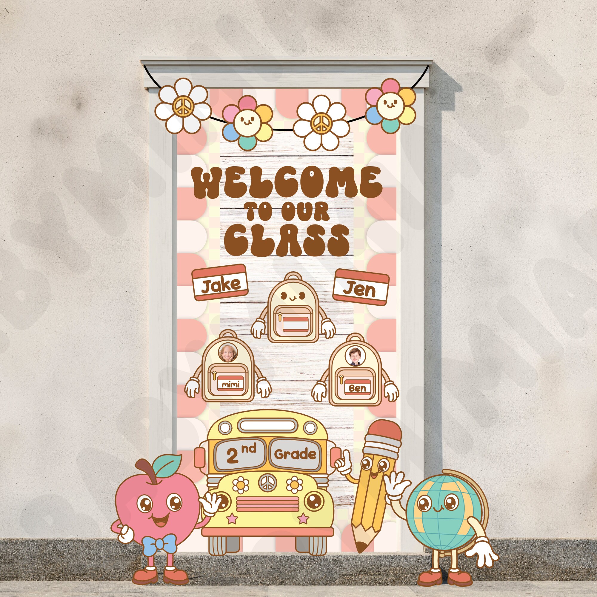 Groovy Retro School Bulletin Board Kit, Back to School Clipart, Groovy ...