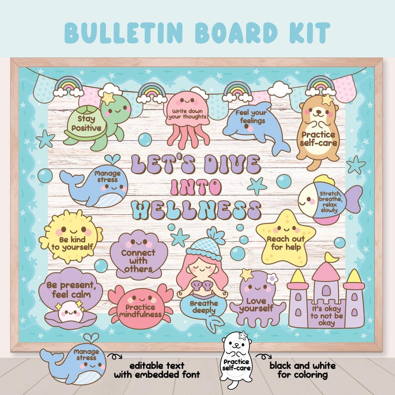 Summer Mental Health Bulletin Board, May Ocean Under the Sea Wellness ...