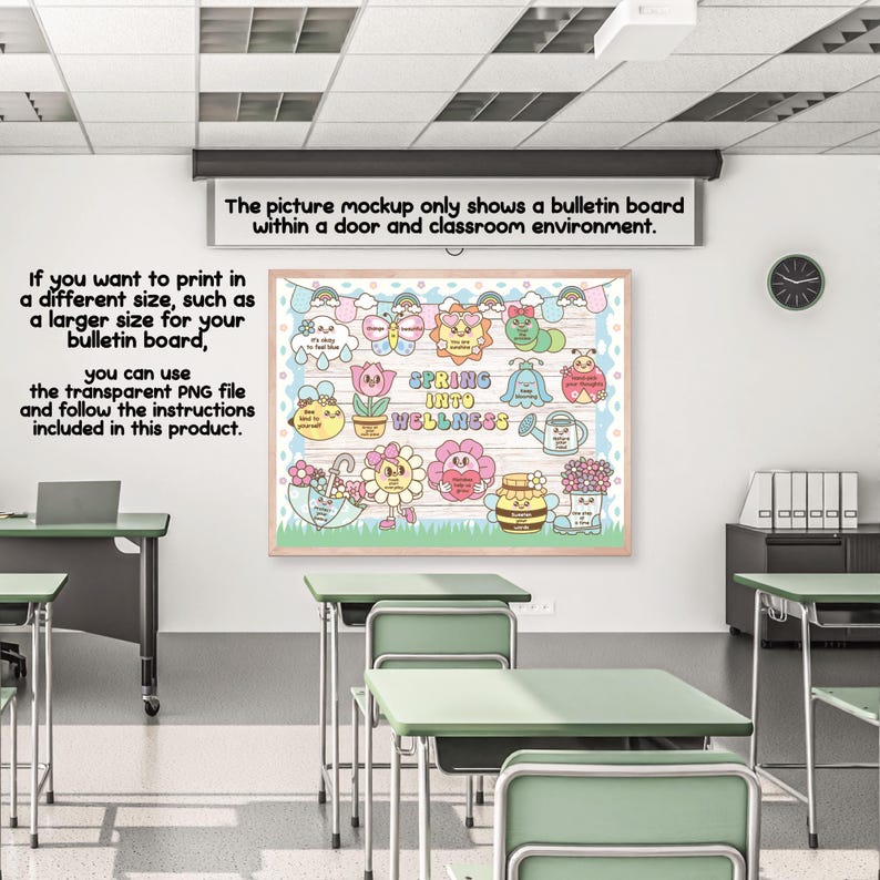 Spring Mental Health SEL Bulletin Board, April May Door Decor (editable ...