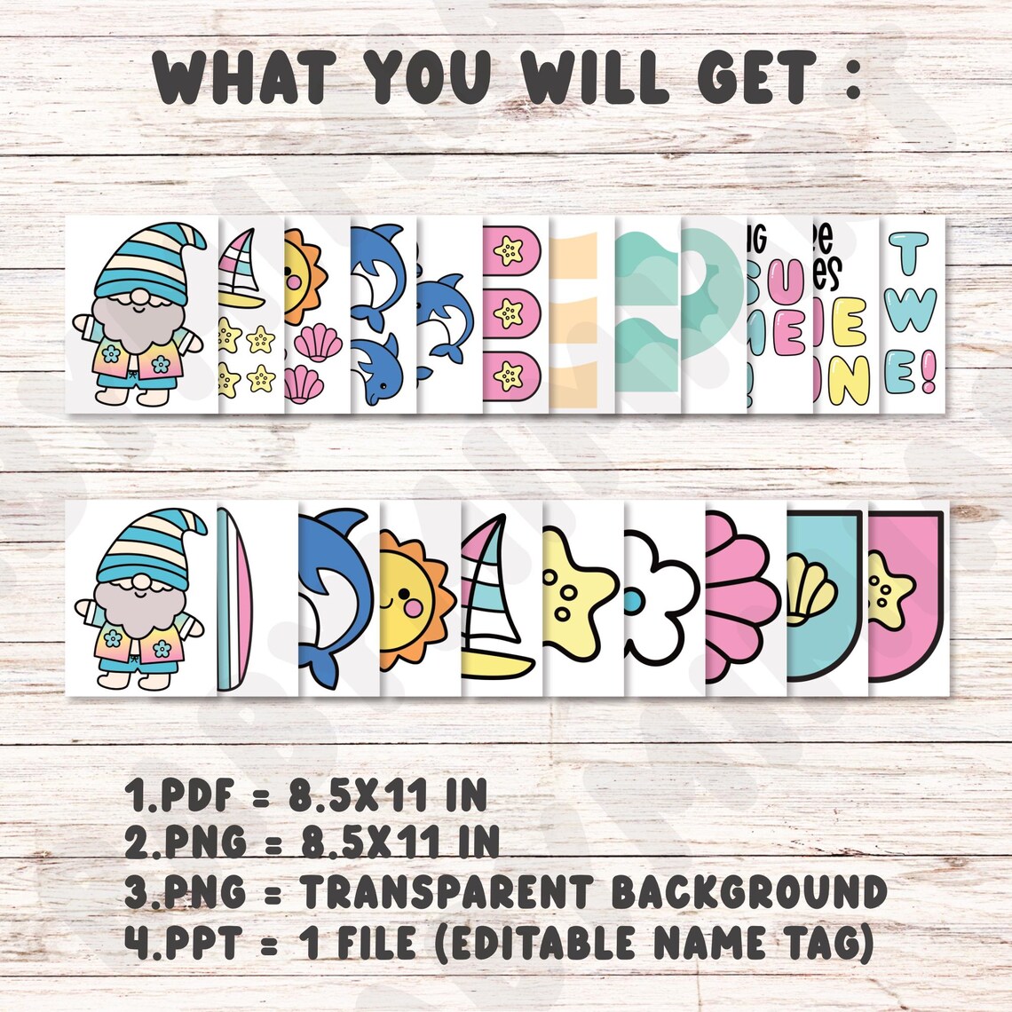 Summer Bulletin Board Kit, Ocean Beach Craft Clipart, Summer Door Decor ...