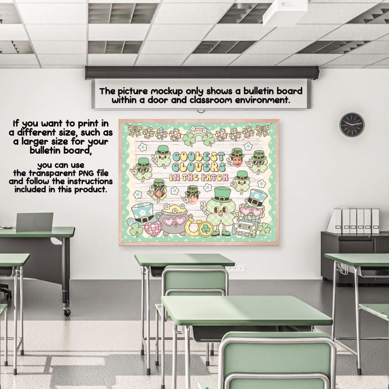 Groovy Retro St Patricks Day Bulletin Board, Retro Shamrock Clovers ...