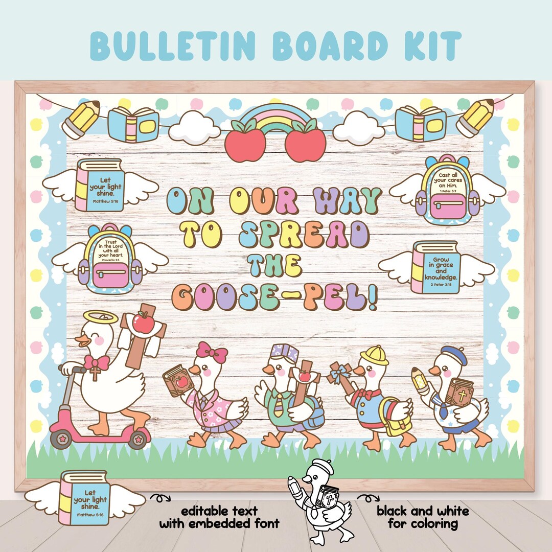 Christian Back to School Silly Goose Bulletin Board, August Door Decor ...