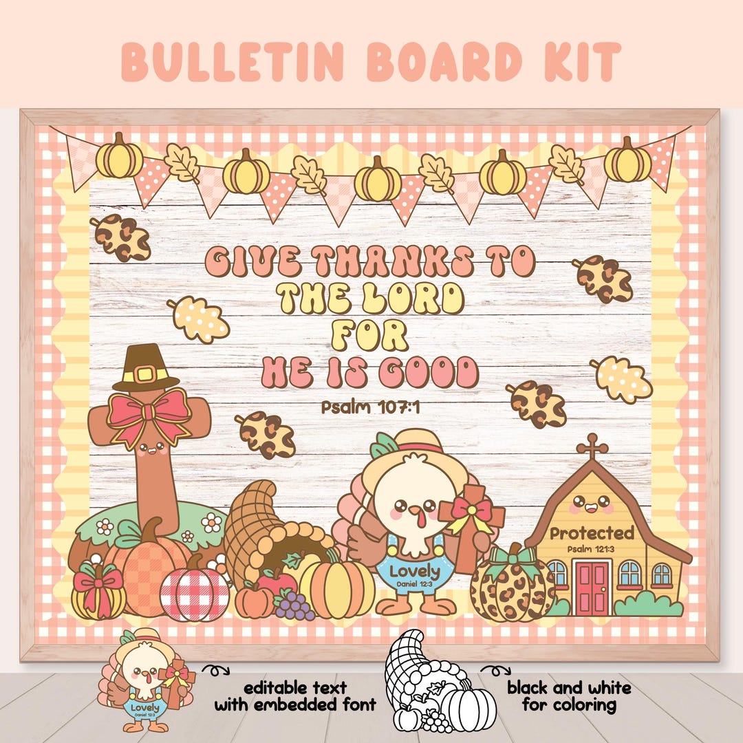 Thanksgiving Jesus Bulletin Board Kit, Christian Fall Autumn Classroom ...