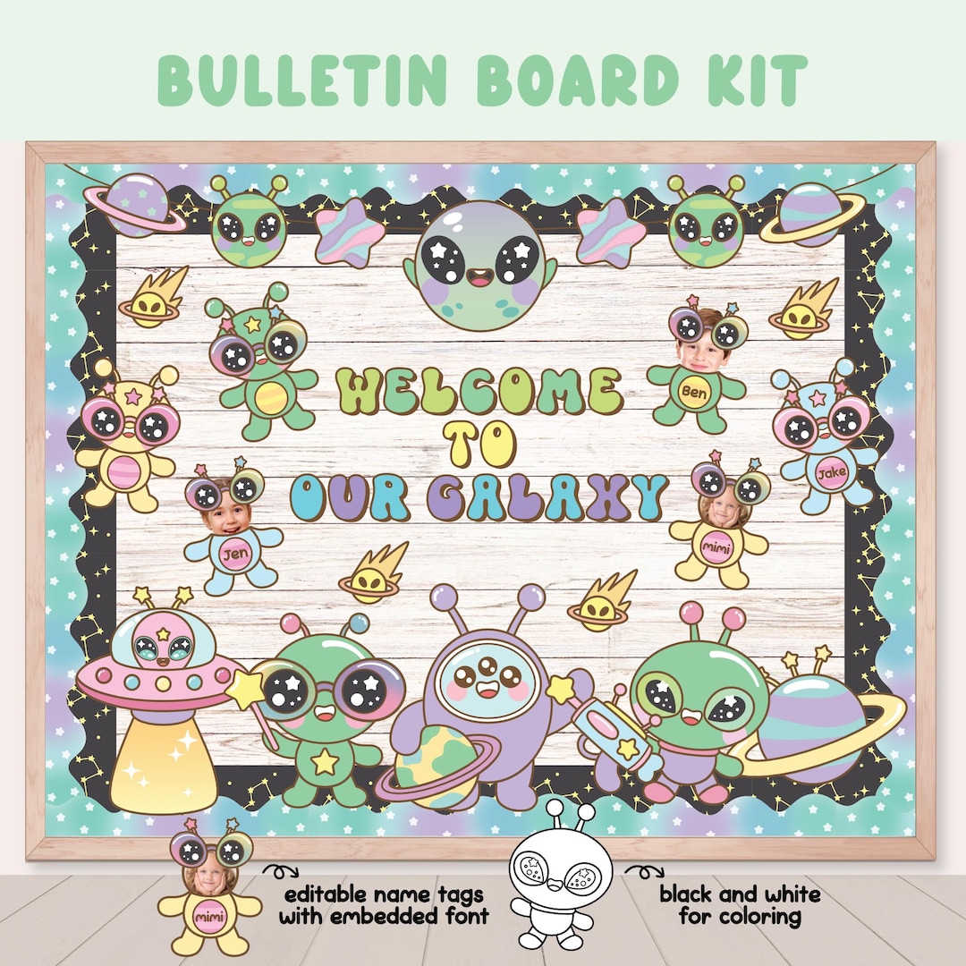 Outer Space Alien Bulletin Board Kit: School Door Decor (editable Name ...