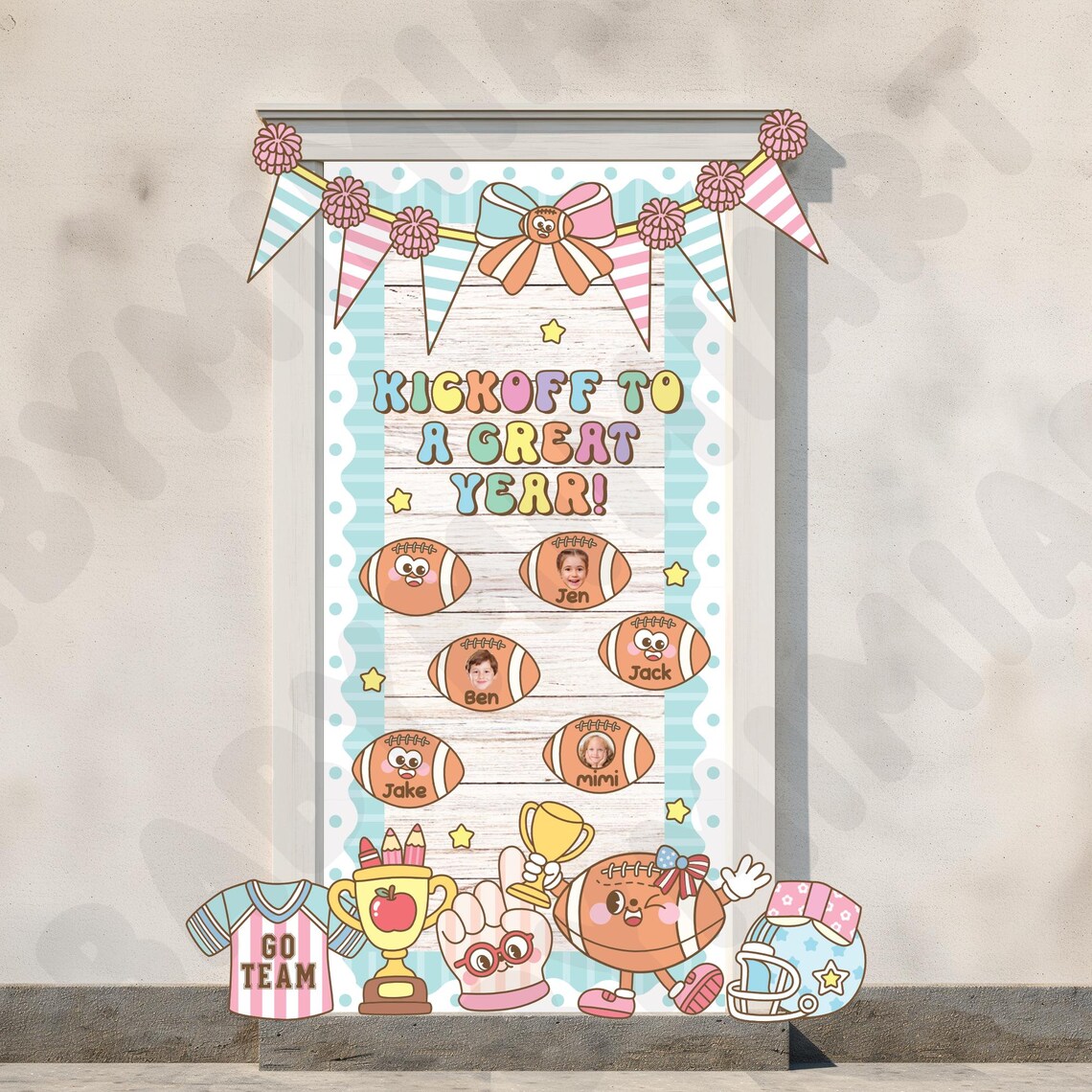 Groovy Retro Football Back to School Bulletin Board, Groovy Varsity ...