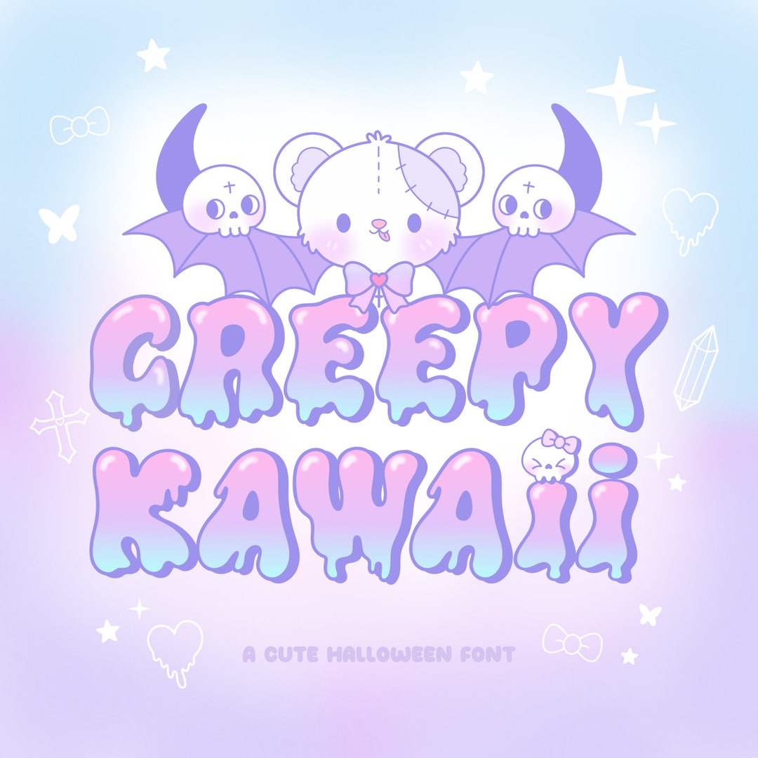 Creepy Kawaii Halloween Font, Pastel Goth Font, Creepy Cute Font ...