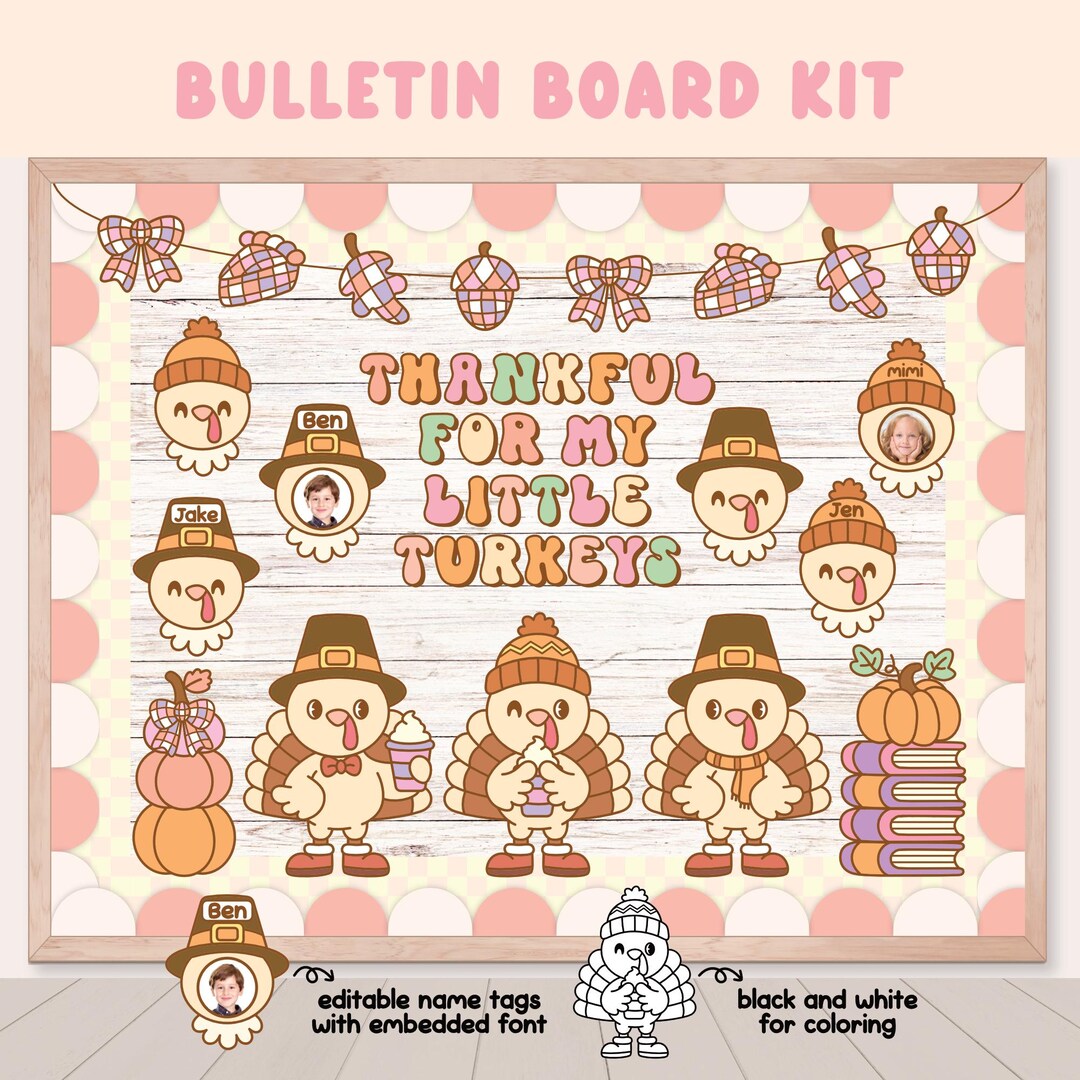 Groovy Retro Thanksgiving Bulletin Board Kit, Thankful My Little ...