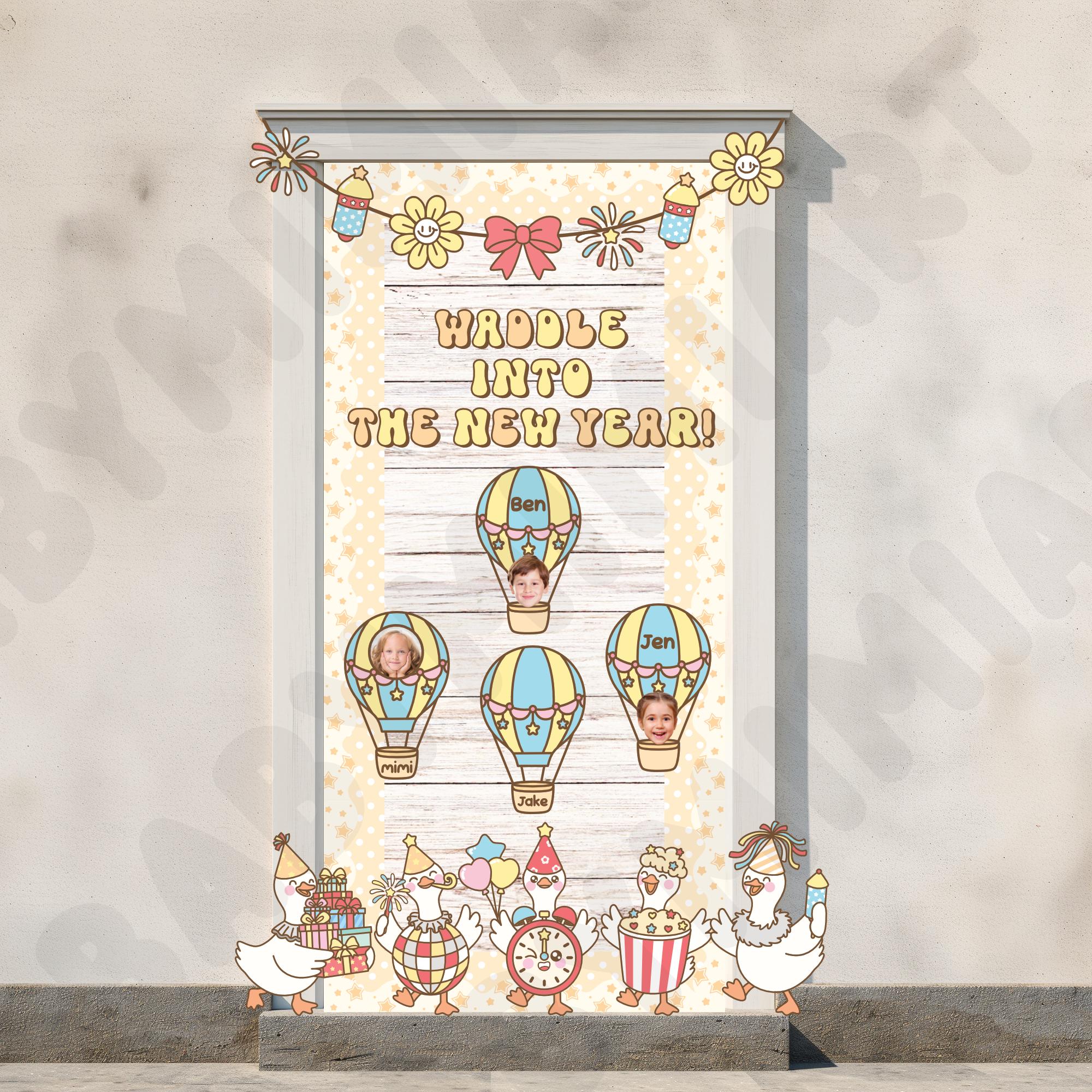 Silly Goose New Year Bulletin Board Kit: December Door Decor (editable ...