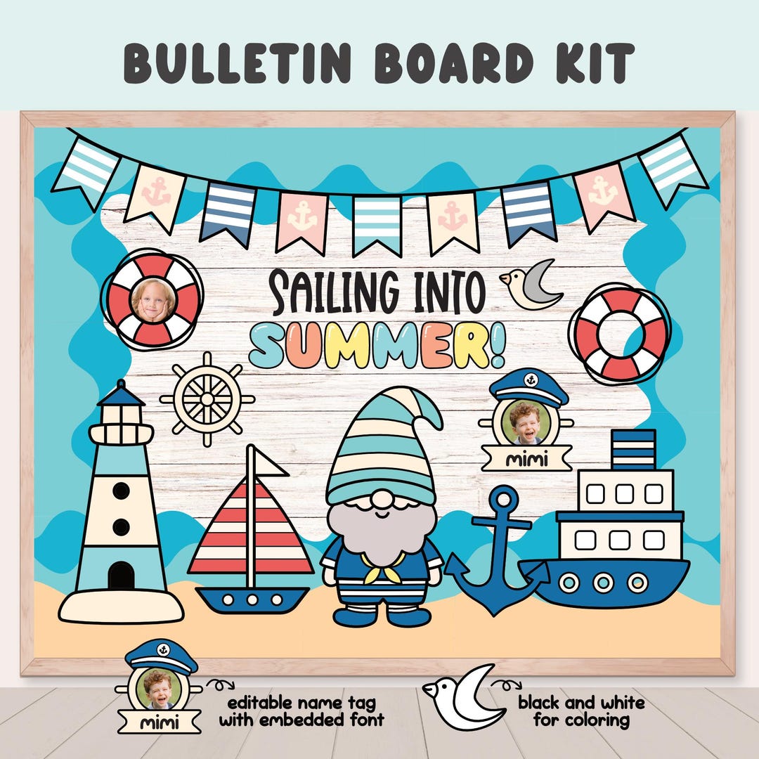 Summer Bulletin Board Kit, Ocean Craft Clipart, Nautical Door ...