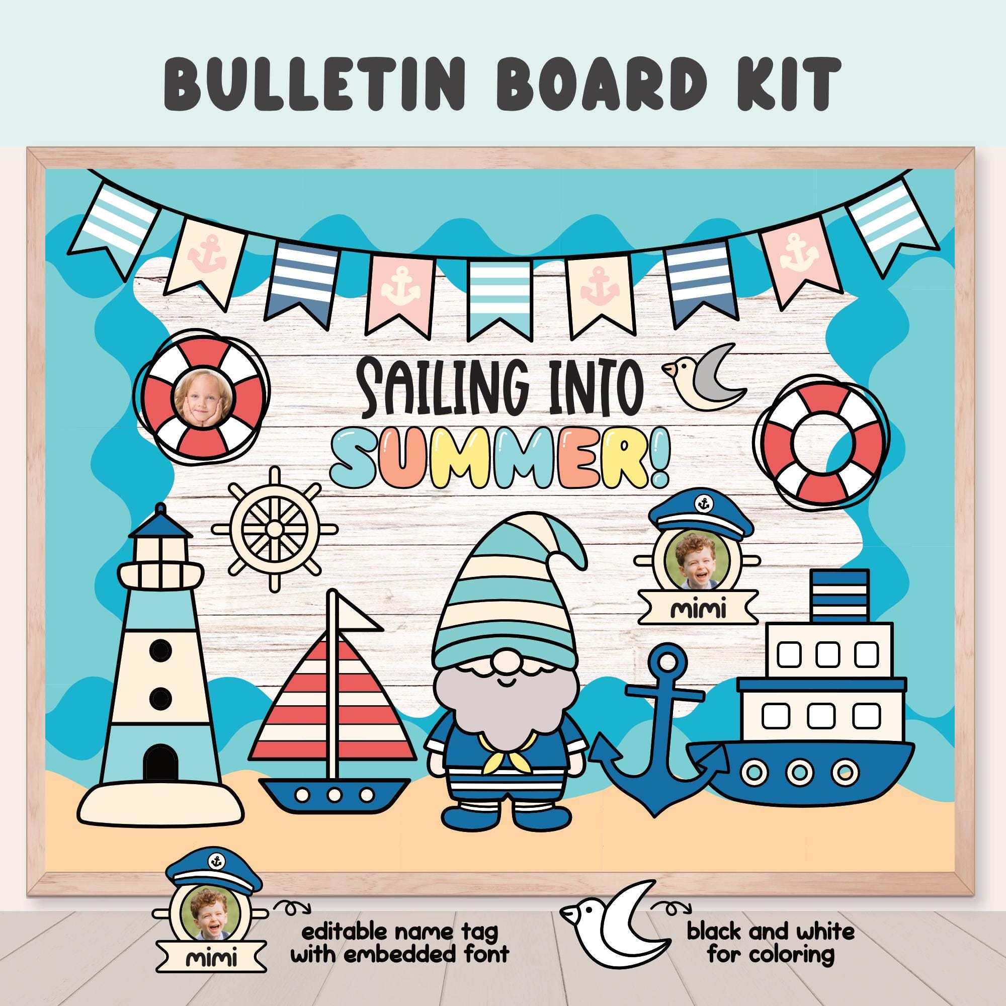 Summer Bulletin Board Kit, Ocean Craft Clipart, Nautical Door ...